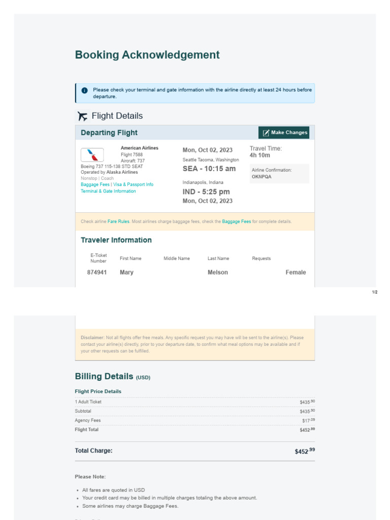 OneTravel Booking Confirmation | Download Free PDF | Airlines | Aviation