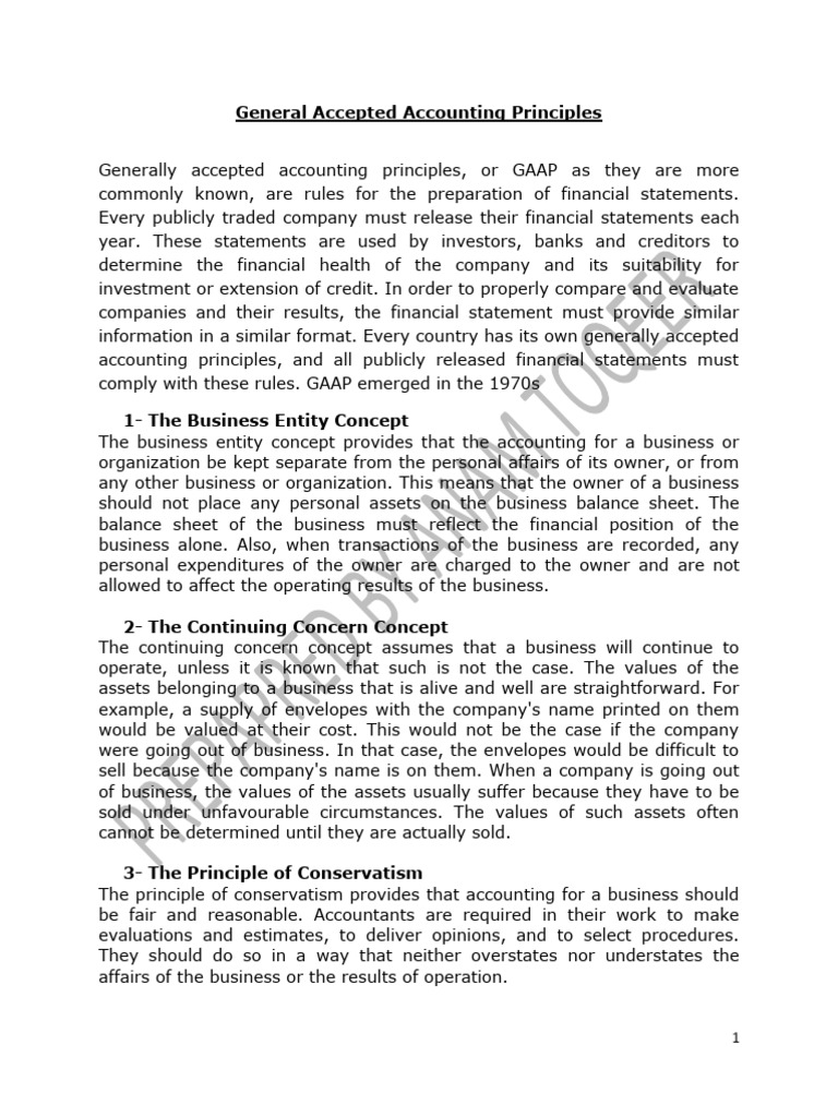 General Accepted Accounting Principles | Download Free PDF | Financial ...
