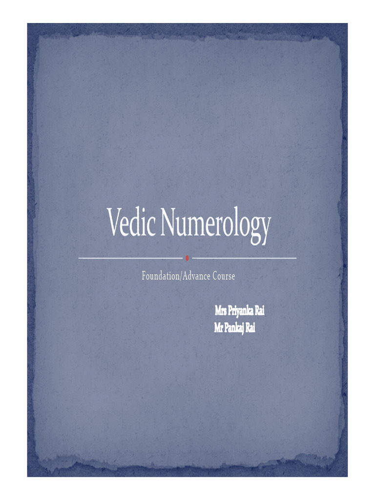 Vedic Numerology - Course Details | PDF