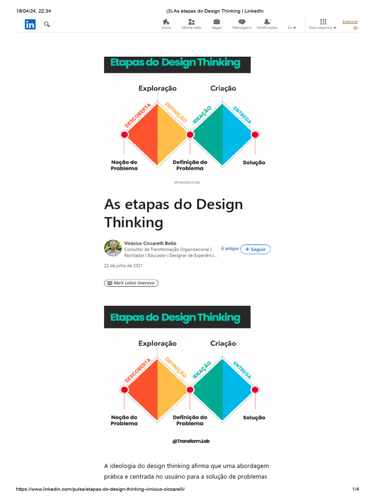 As Etapas Do Design Thinking - LinkedIn | PDF