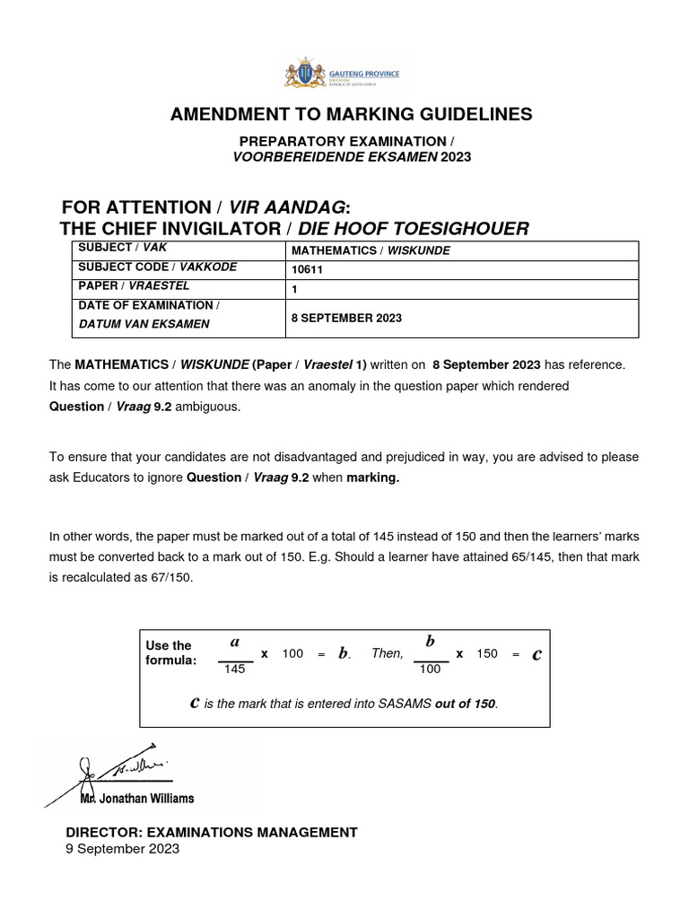 Mathematics Exam Marking Update | PDF | Mathematical Objects ...