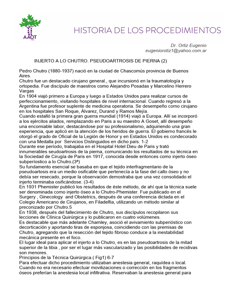 Injerto a lo Chutro en Pseudoartrosis | PDF | Hueso | Medicina CLINICA