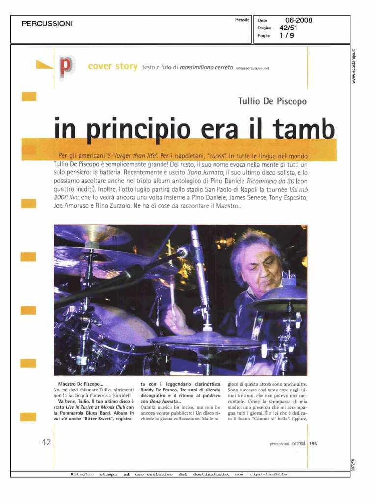 Tullio de Piscopo - PercGiu08 | PDF