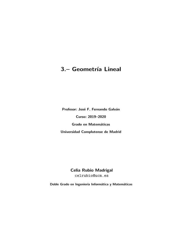 Geometria Lineal | Descargar gratis PDF | Colector | Vector Euclidiano