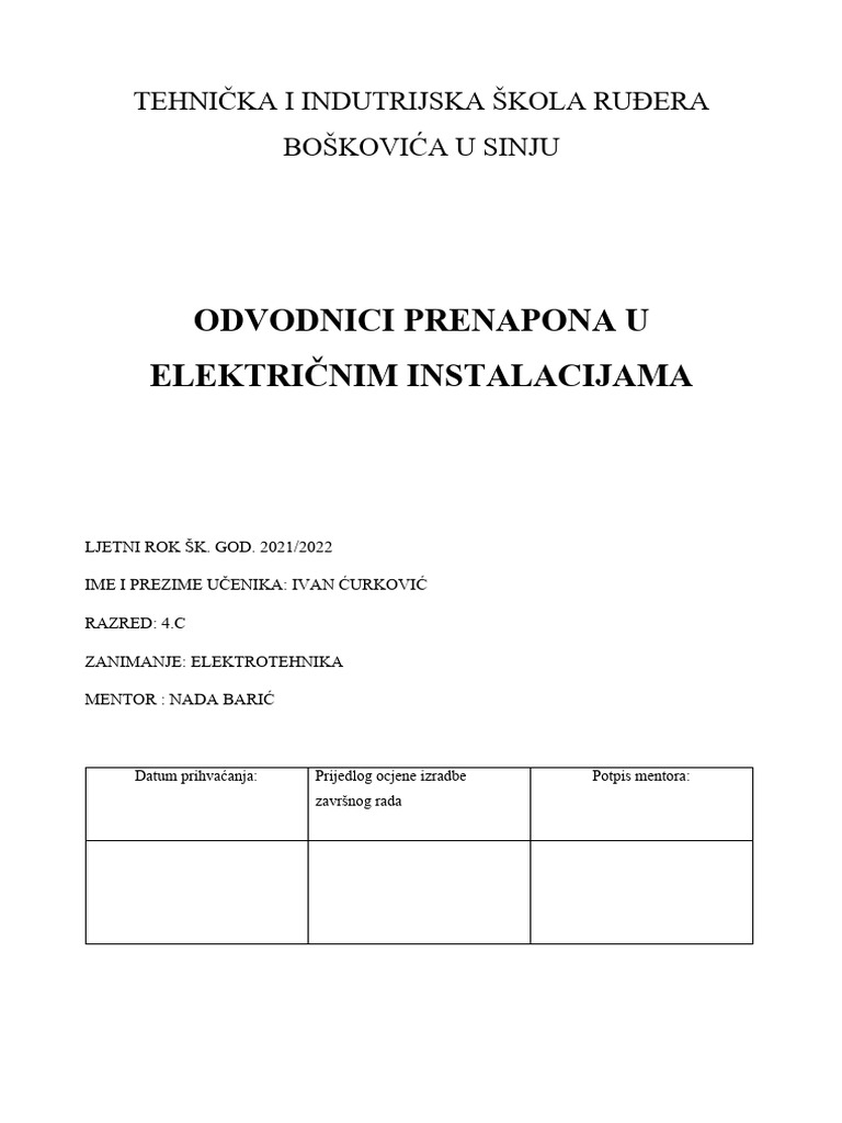Ivan Ćurković MATURALNI RAD | PDF