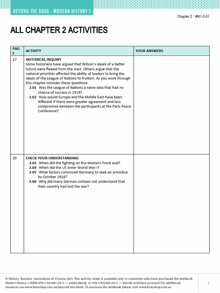 Modern History 1 - M1 2 01 | PDF | League Of Nations | Treaty Of Versailles