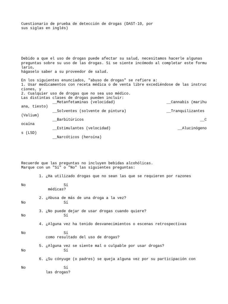 Test Dast | PDF | Drogas | Medicina CLINICA