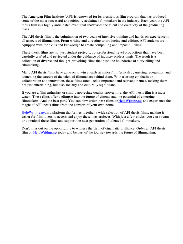 Afi Thesis Film | PDF