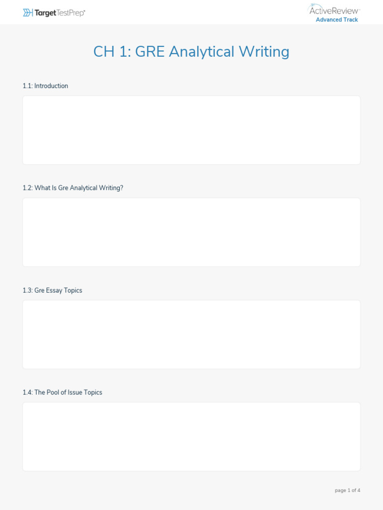 CH 1 Gre Analytical Writing Advanced Track | PDF