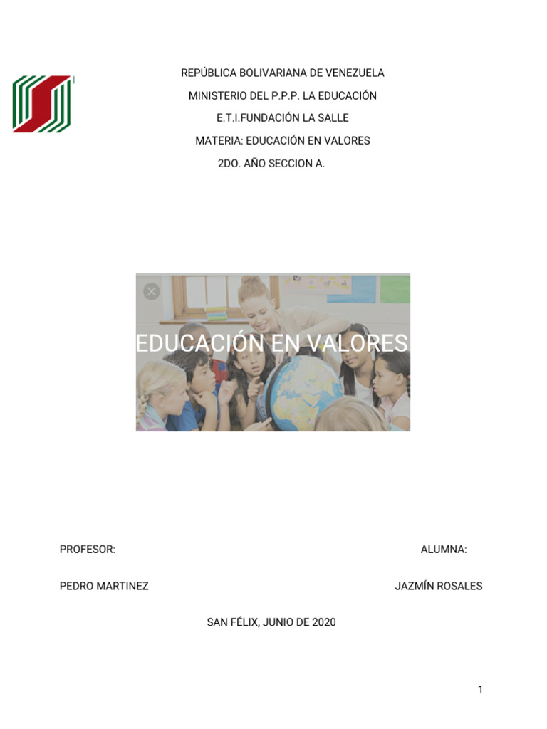 Educacion en Valores | PDF