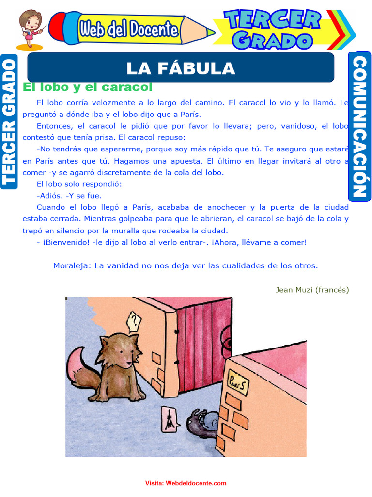 La Fábula para Tercer Grado de Primaria | PDF