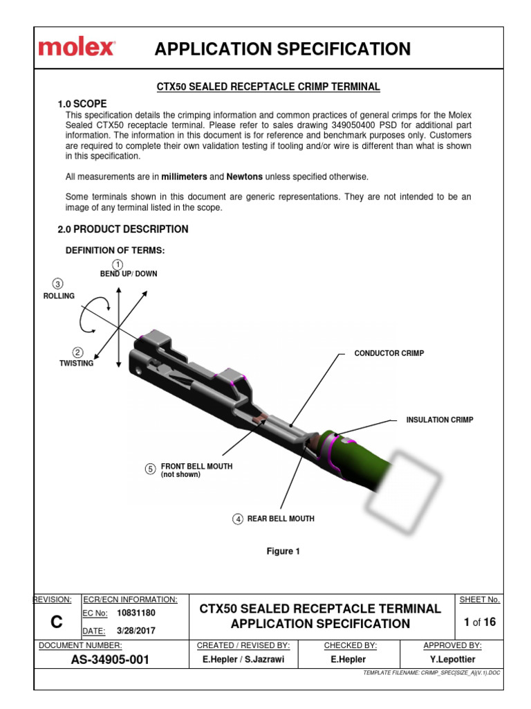Application Specification: Ctx50 Sealed Receptacle Crimp Terminal 1.0 ...