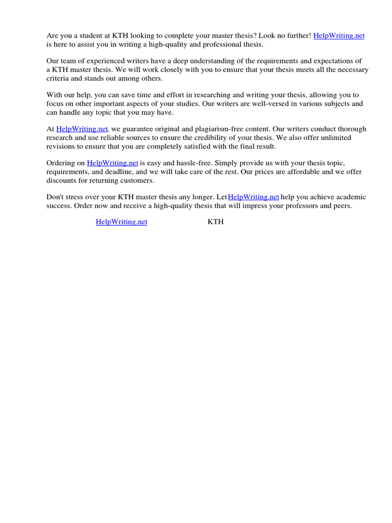 KTH Master Thesis | PDF | Thesis | Science