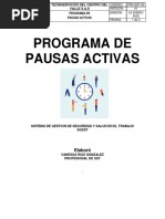 Programa de Pausas Activas | PDF | Estrés (biología) | Mano