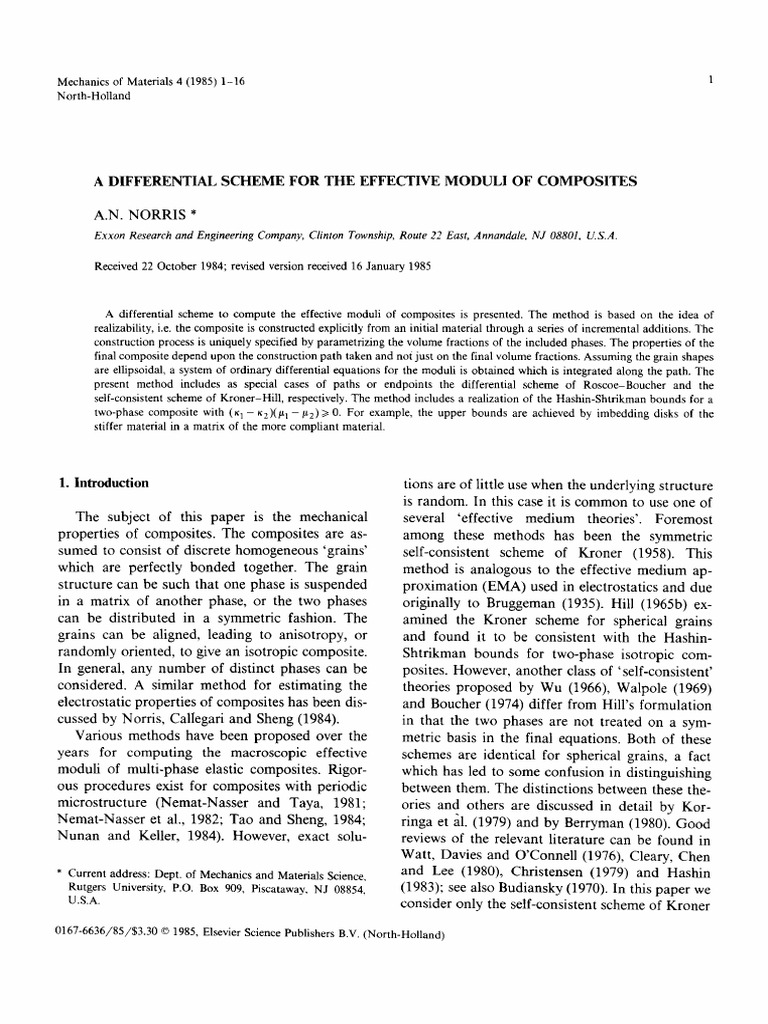 A Differential Scheme For The Effective Moduli Of Composites Pdf