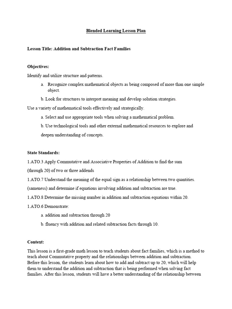 Blended Learning Lesson Plan Educ 204 1 | PDF | Mathematics | Learning