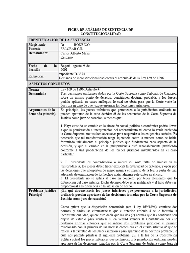FICHA DE ANALISIS SENTENCIA C-836-De-2001 | Descargar gratis PDF | Caso ...