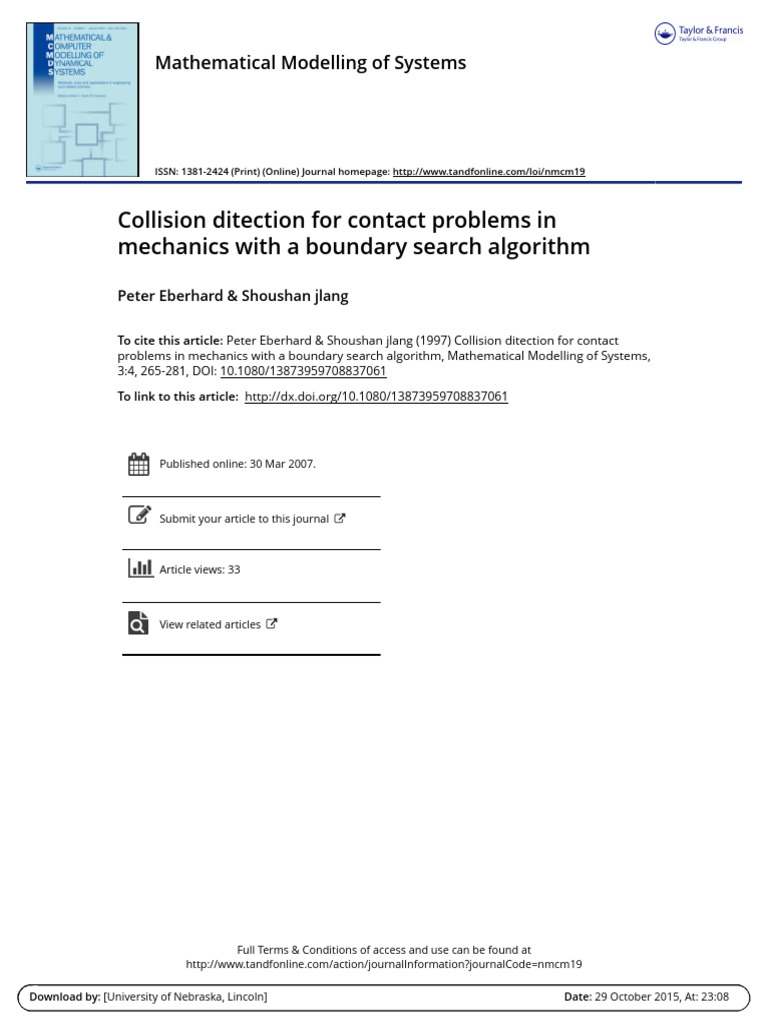 Collision Ditection For Contact Problems in Mechanics With A Boundary Search Algorithm | PDF ...