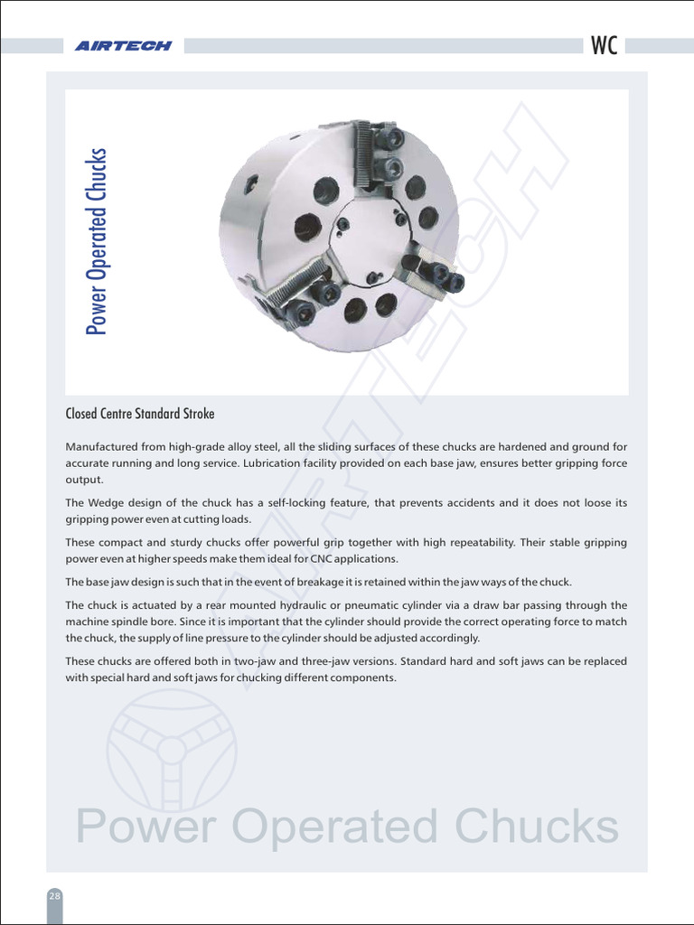 Power Operated Chucks: Closed Centre Standard Stroke | Download Free PDF | Mechanical Engineering