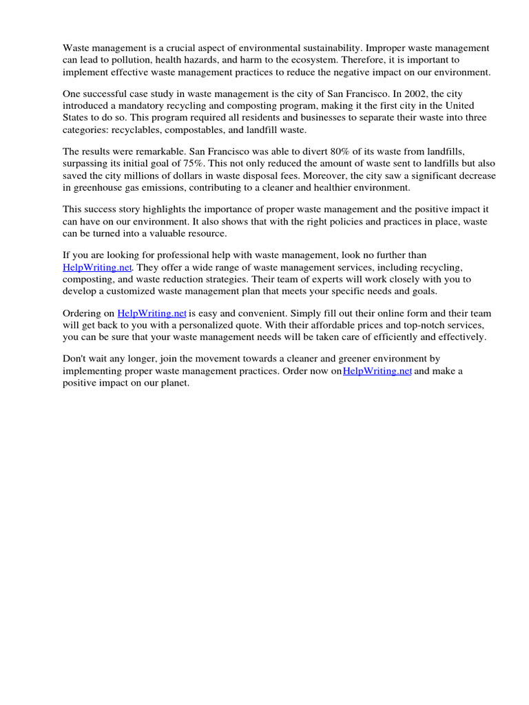 Waste Management Case Study | PDF | Waste Management | Waste
