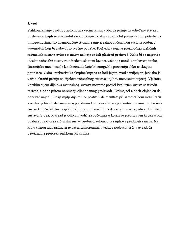 Računalni Sustav U Automobilu | PDF