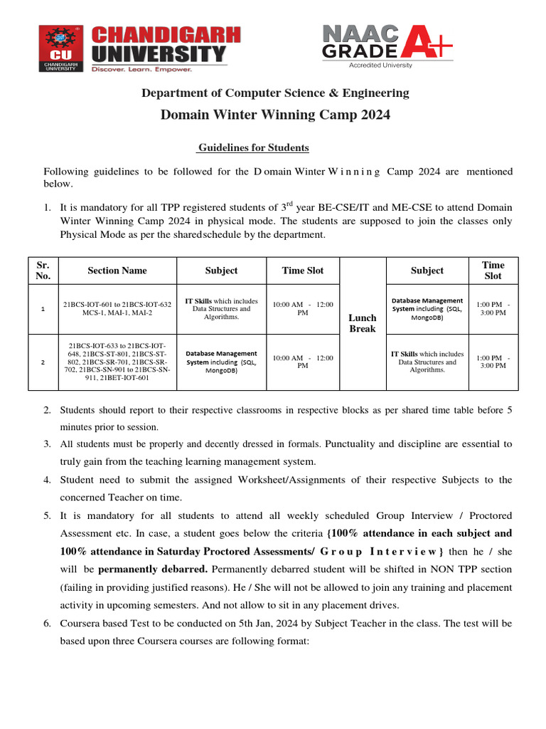 Student Guidlines DWWC-2024 | PDF | Databases | Learning