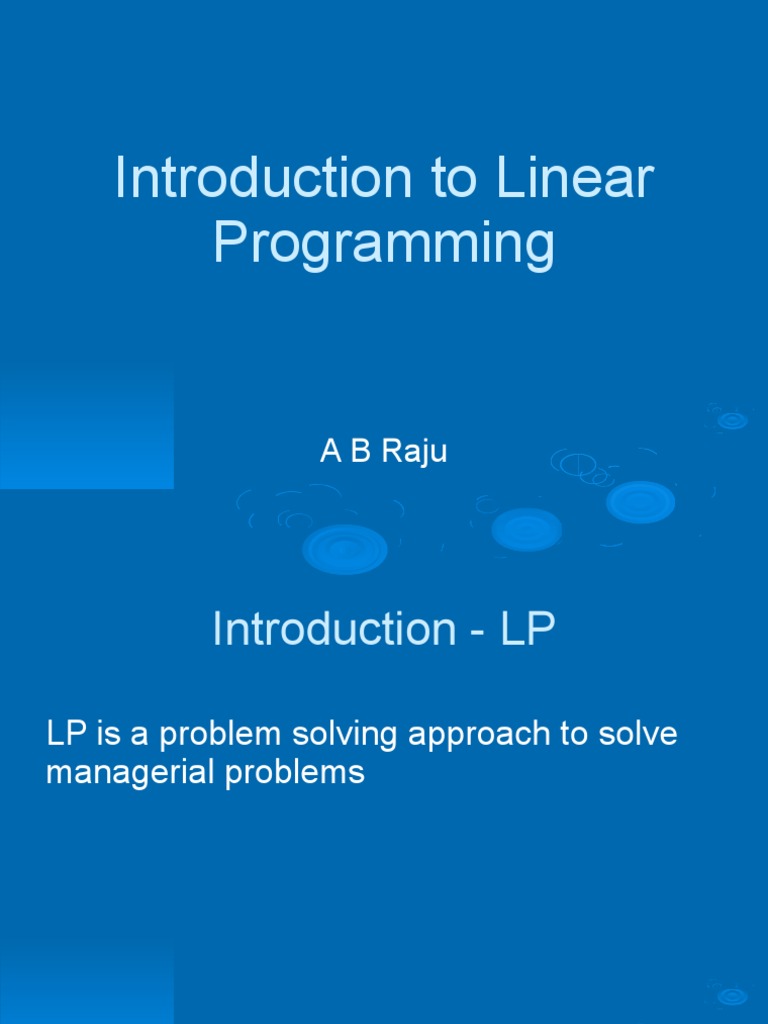 Introduction To Linear Programming Pdf Mathematical Optimization Linear Programming