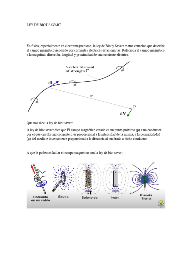 Ley de Biot-Savart: Guía y Ejercicios | PDF