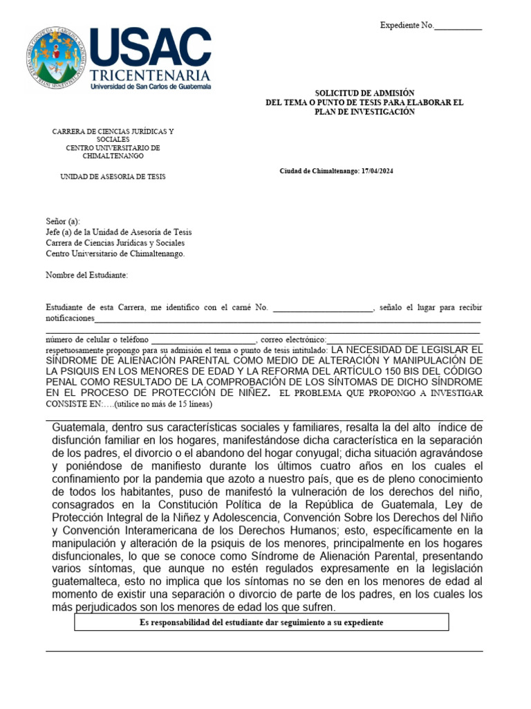 Formulario para elaborar plan de invesgtigación%2c mayo 2017............... (1) | PDF | Divorcio ...