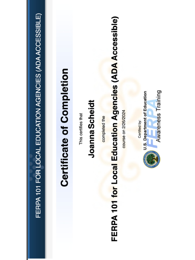 Ferpa Awardsofcompletion | PDF