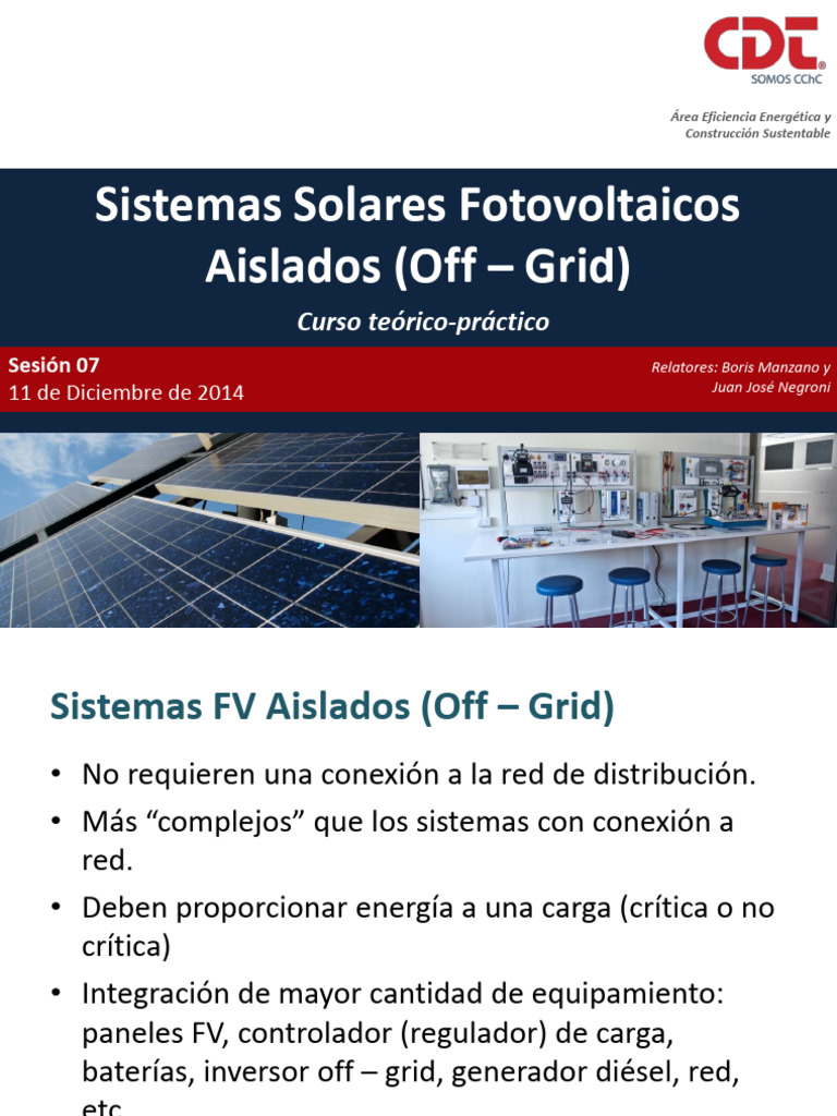 Sistemas FV Aislados: Curso Técnico | PDF | Sistema fotovoltaico | Fotovoltaica
