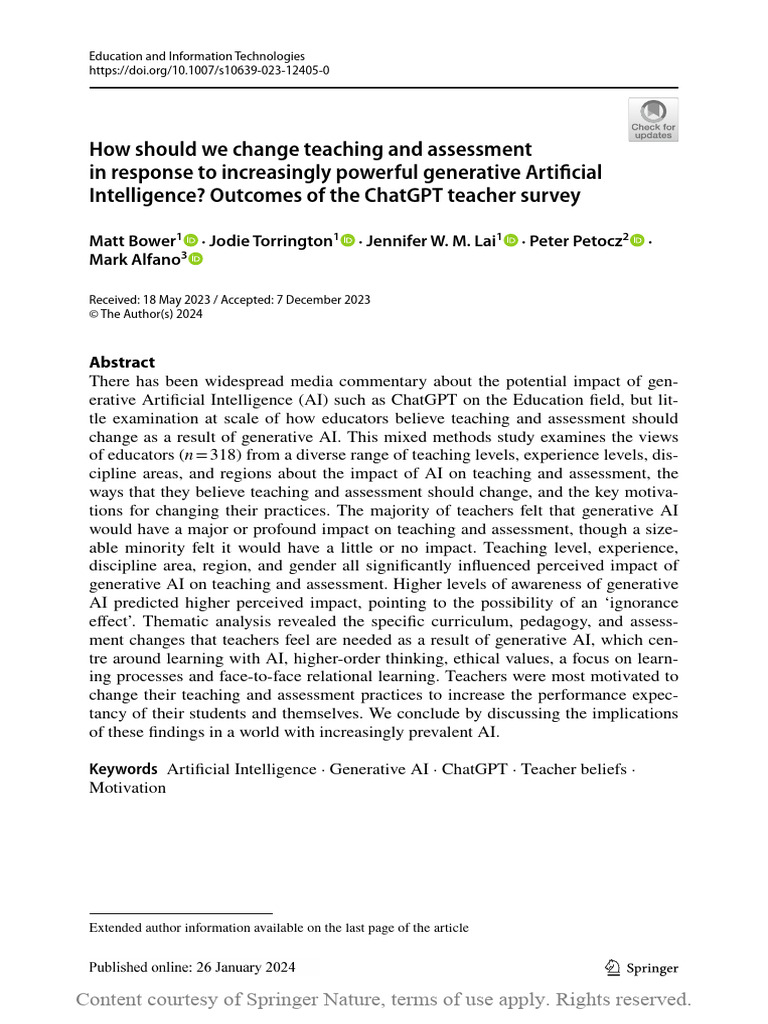 Educators' Views on AI in Teaching | PDF | Artificial Intelligence ...