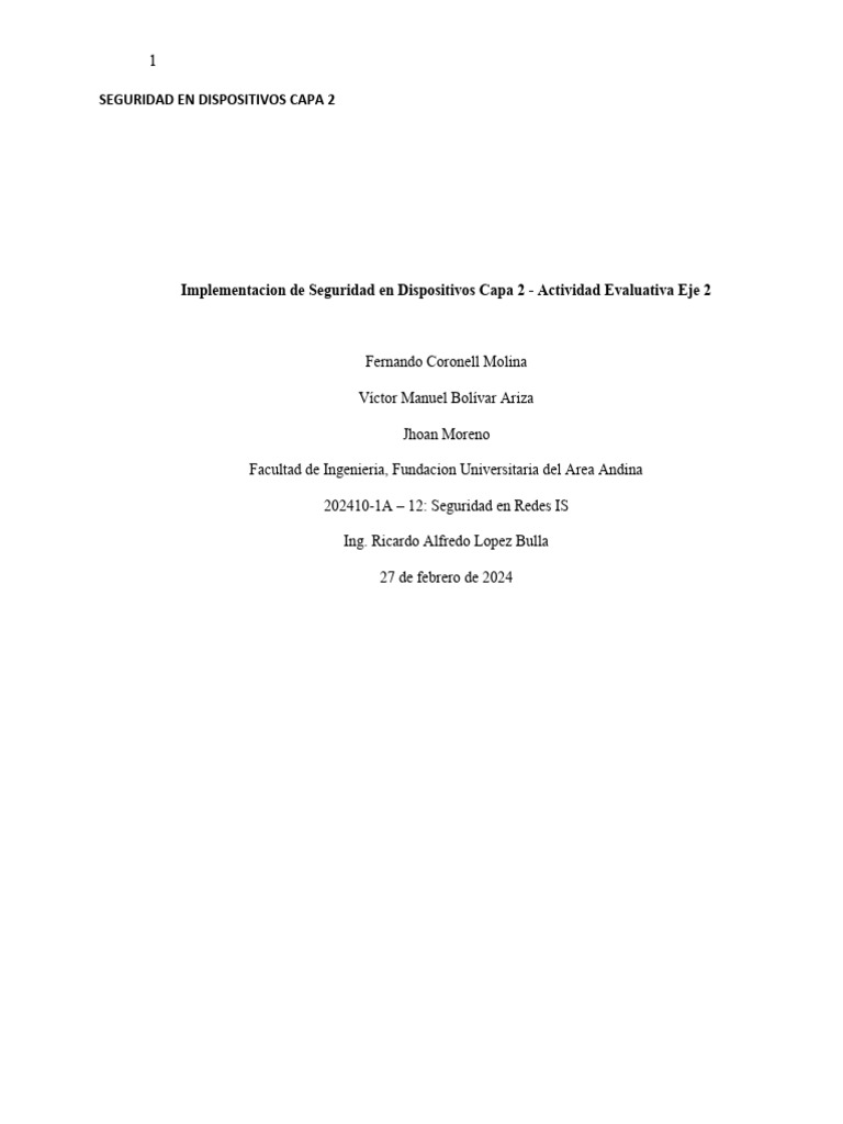 Seguridad en Dispositivos Capa2 | PDF | Red de computadoras | Wifi