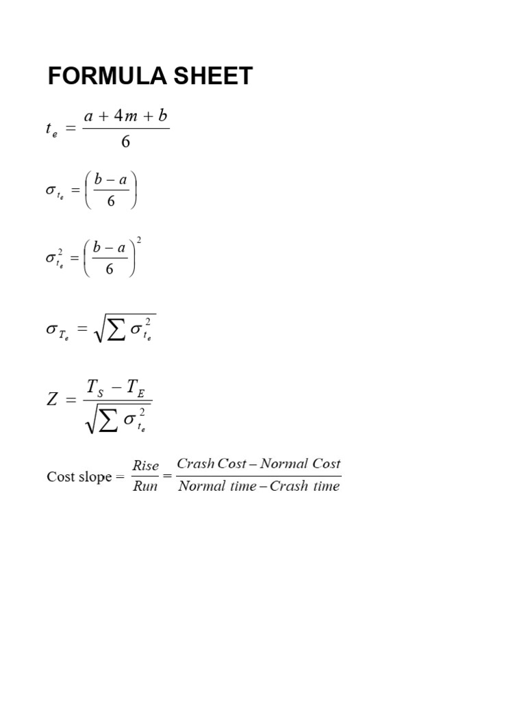 Project Costing Formula Sheet | PDF | Procedural Knowledge | Techniques