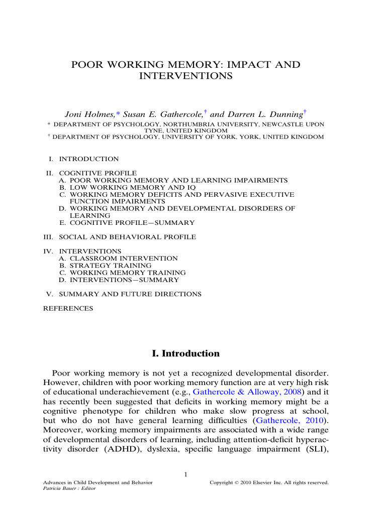 1 s2.0 B9780123747488000019 Main | PDF | Working Memory | Memory