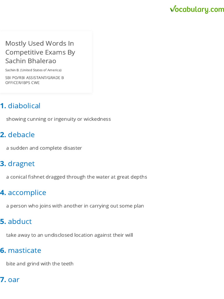 Mostly Used Words in Competitive Exams by Sachin Bhalerao - Vocabulary ...