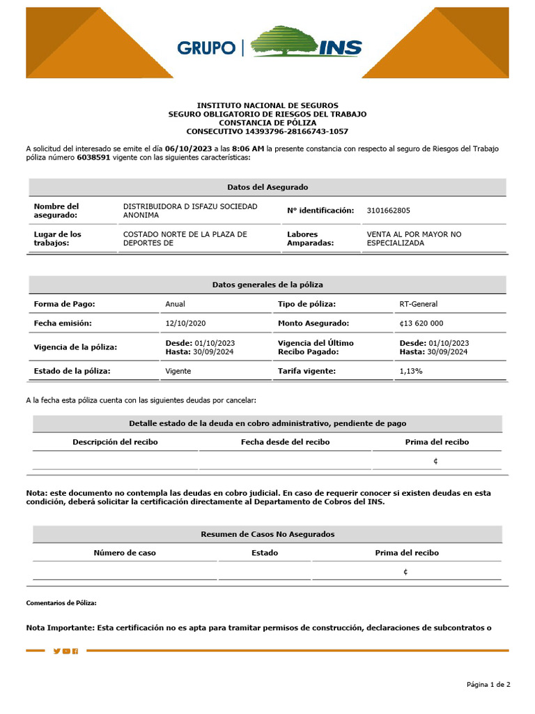 Poliza Ins 09-24 | PDF | Póliza de seguros