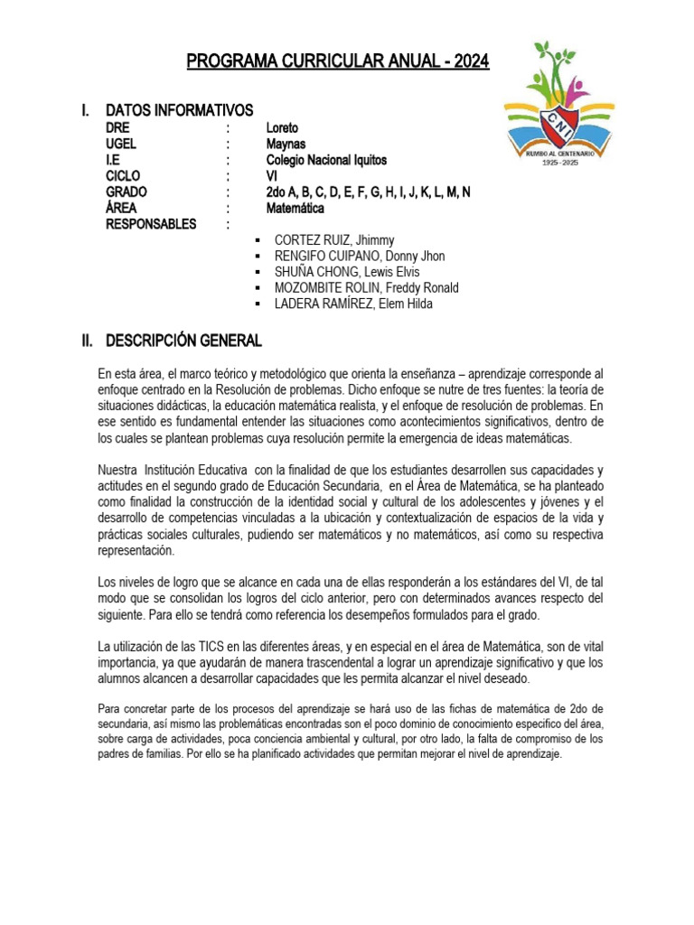 Programa Anual - 2do - 2024 | Descargar gratis PDF | Números | Número racional