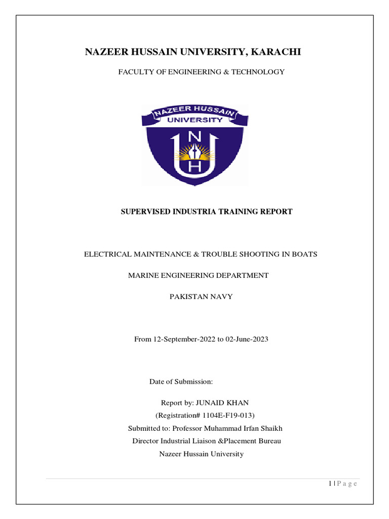 Indutrial Training Report Junaid | PDF | Reliability Engineering