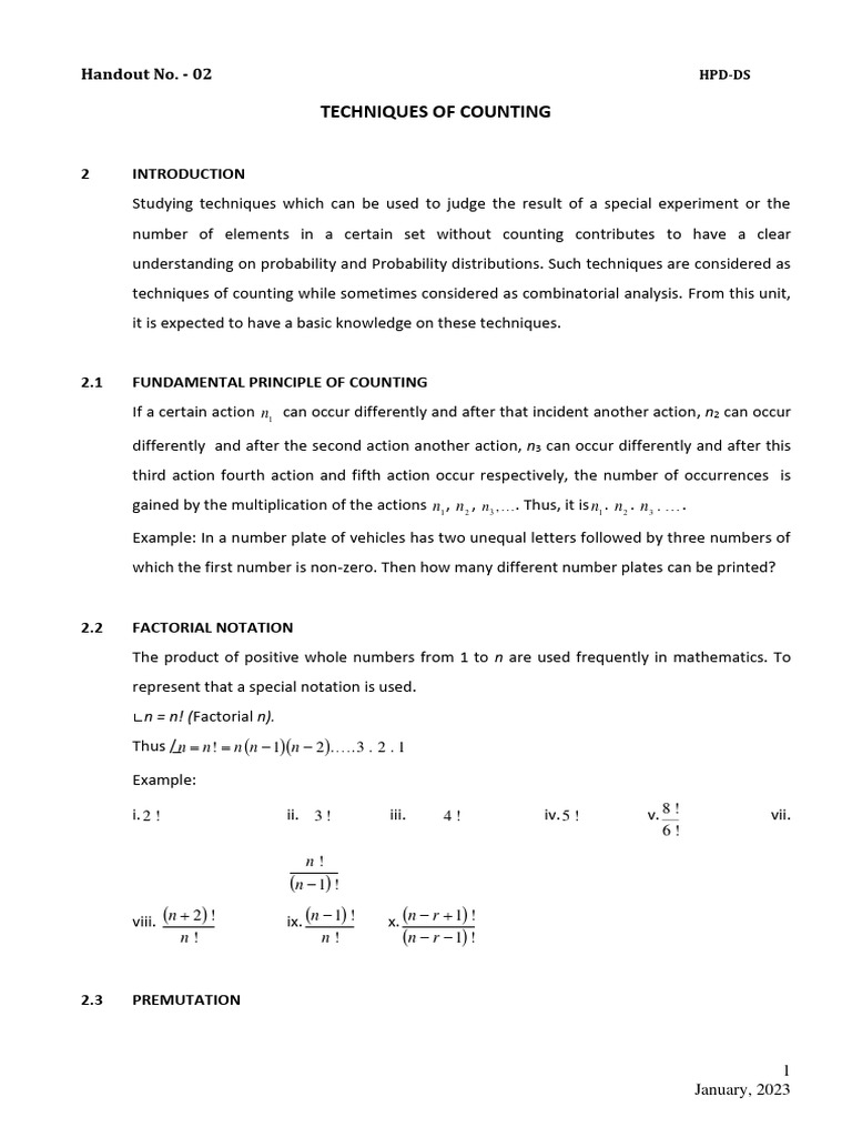 2.lec Note E2 | PDF | Permutation | Numbers