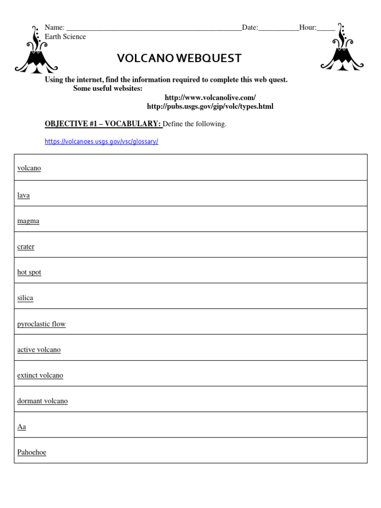 Volcano Webquest | PDF | Volcano | Types Of Volcanic Eruptions