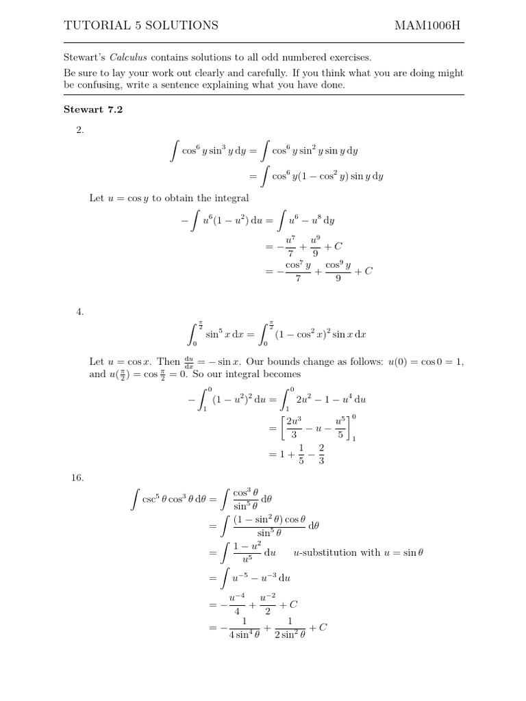 Tut 5 Solutions | PDF | Mathematical Analysis | Calculus