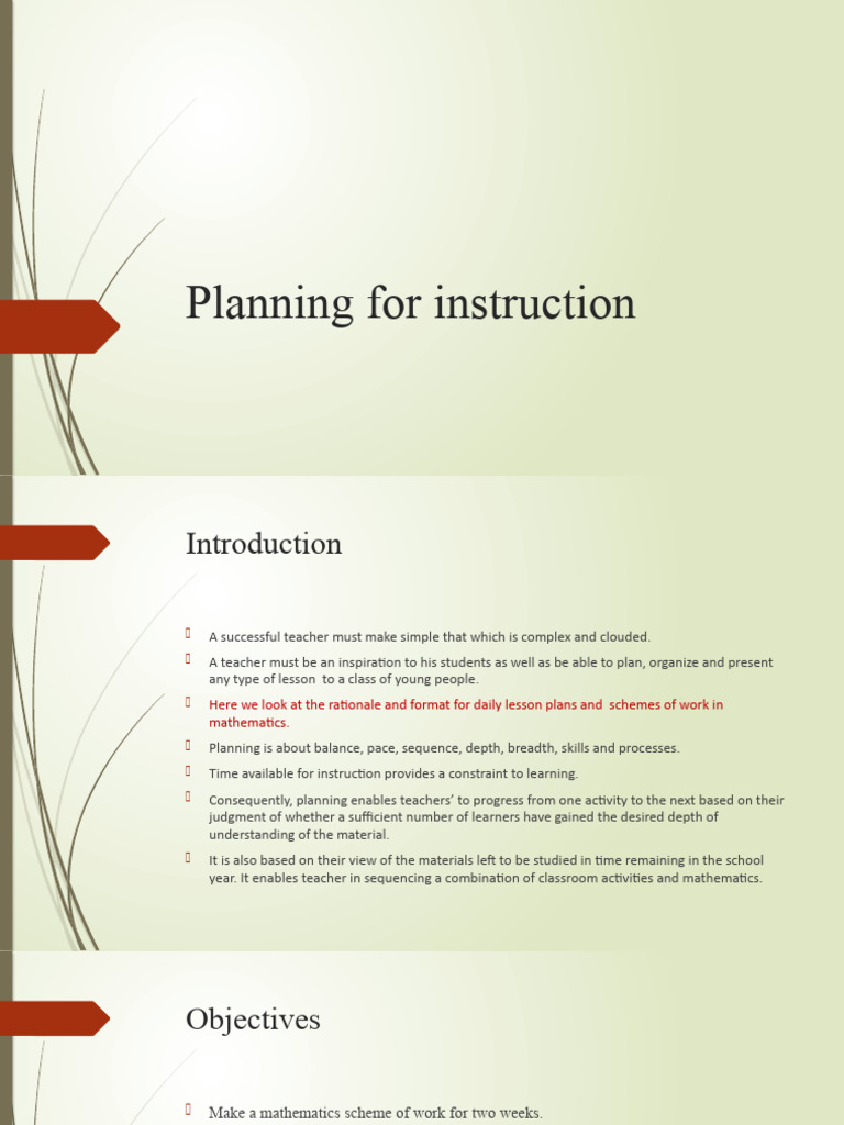 Lesson 9 Planning For Instruction - Schemes, Lesson Plan Records of ...