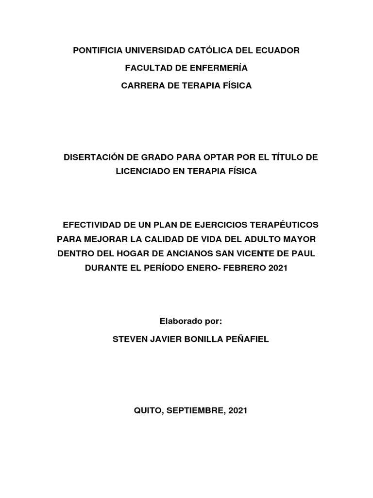 Disertación Final-Steven Bonilla | PDF | Vejez | Adultos