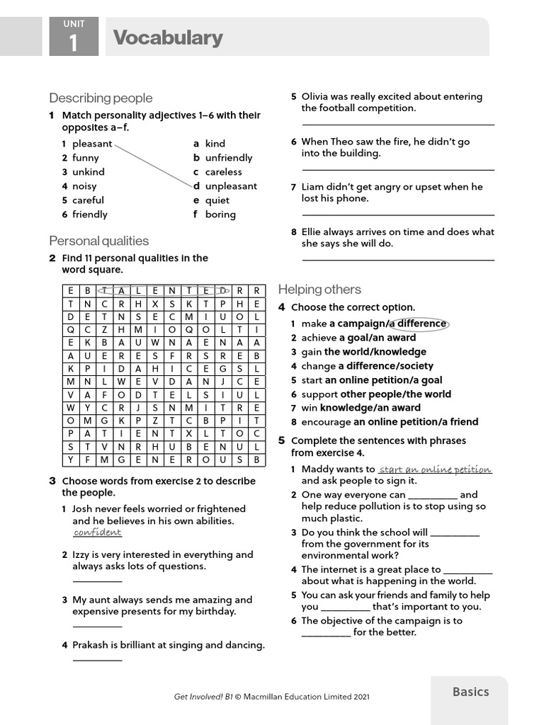 GI B1 U1 Vocabulary Basics | PDF