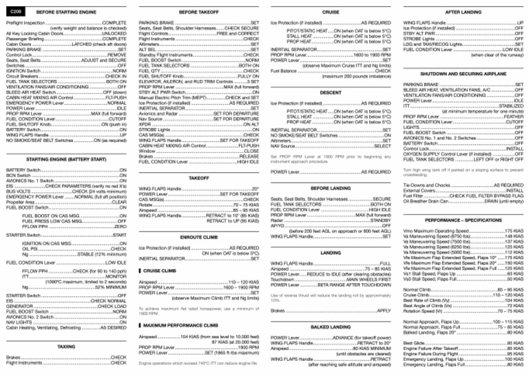 Cessna 208B Checklist | PDF