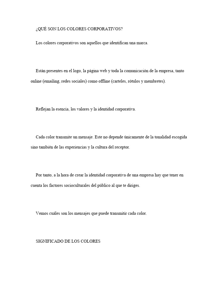 QUÉ SON LOS COLORES CORPORATIVOS | PDF | Color