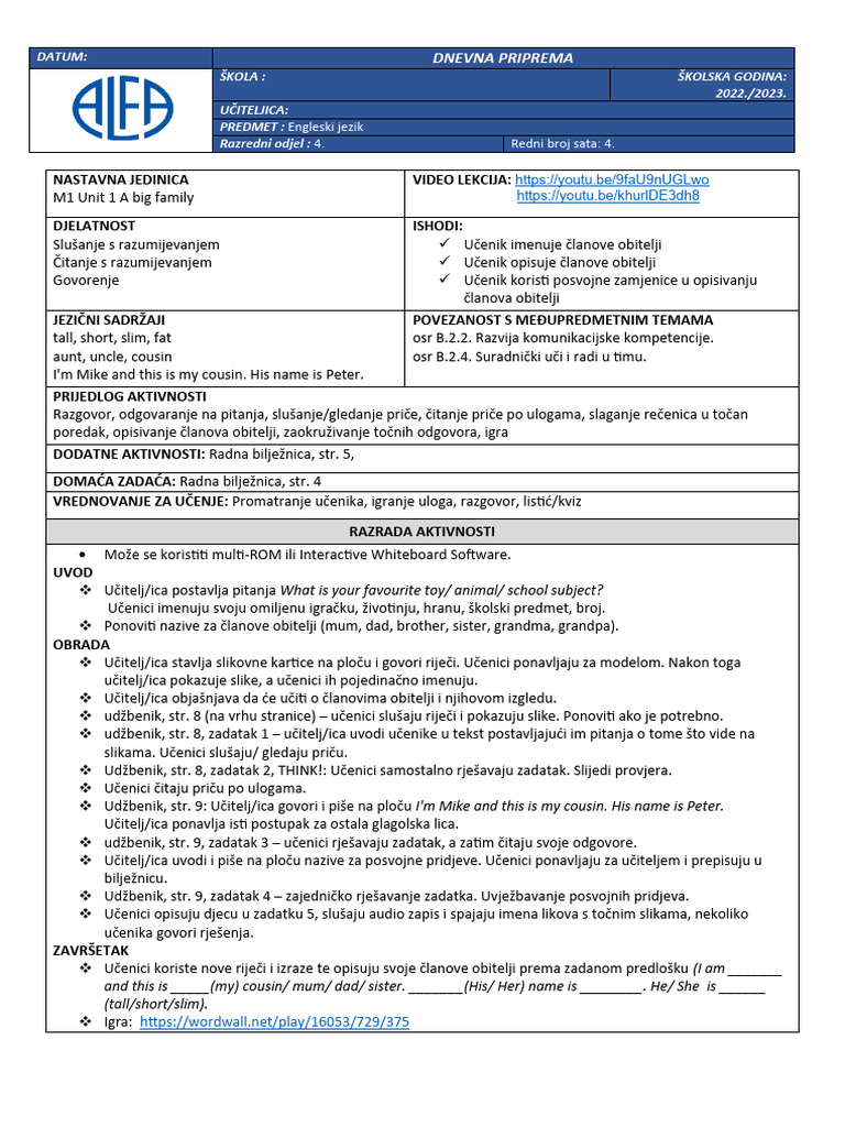 M1 U1 A Big Family | PDF