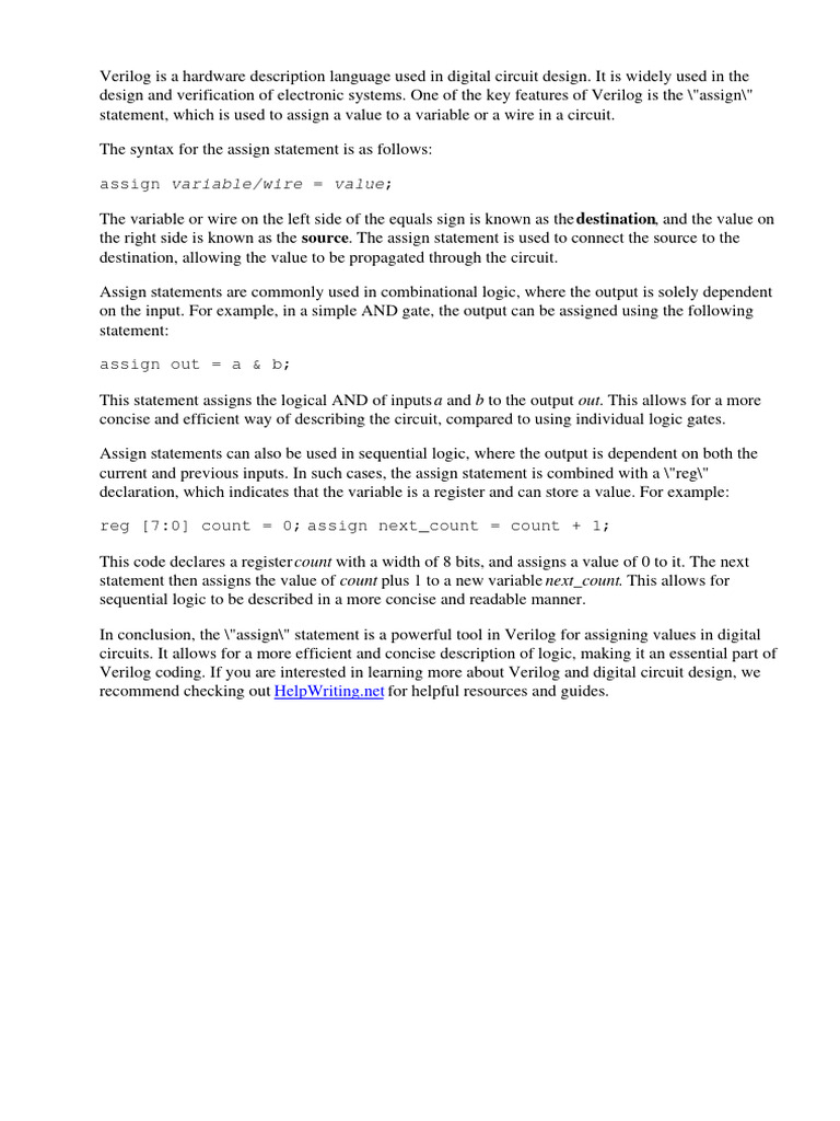 Assign In Verilog Pdf Logic Gate Computing 