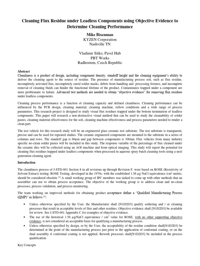 PBT and Kyzen Presentation-Flux-Residue-Cleaning | PDF | Printed ...